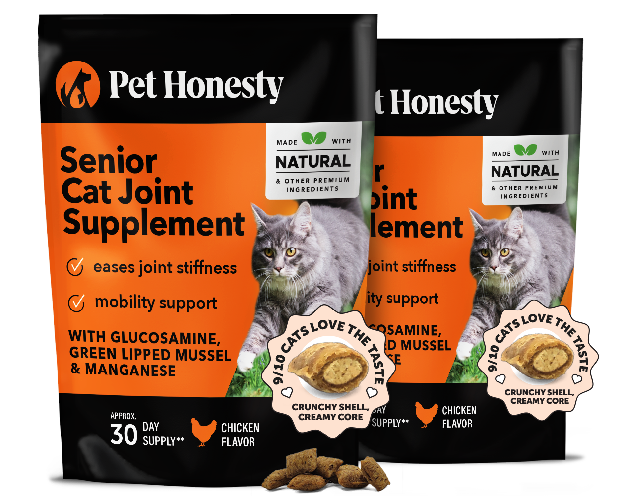 Chicken Flavor Hip & Joint Chews for Cats (2 Pack) | Pet Honesty