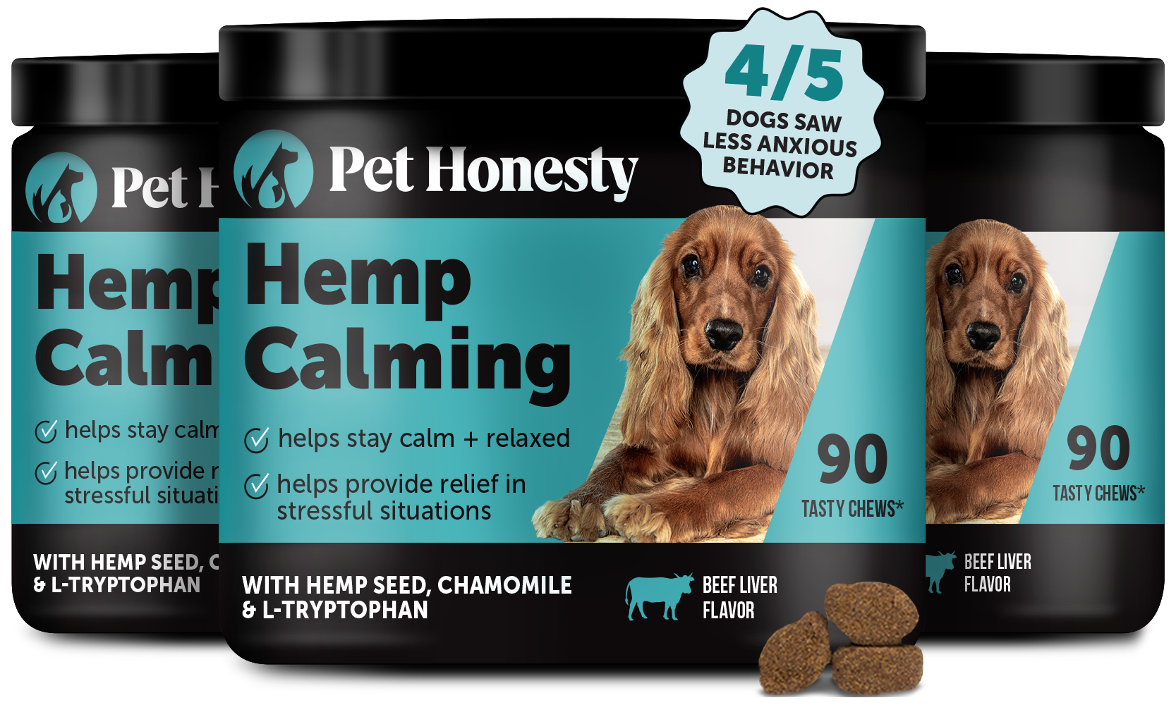 Beef Liver Flavor Hemp Calming Chews for Dogs (3 Pack) | Pet Honesty